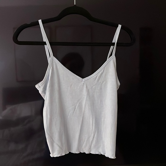 Tops | Powder Blue Ruffle Tank | Poshmark